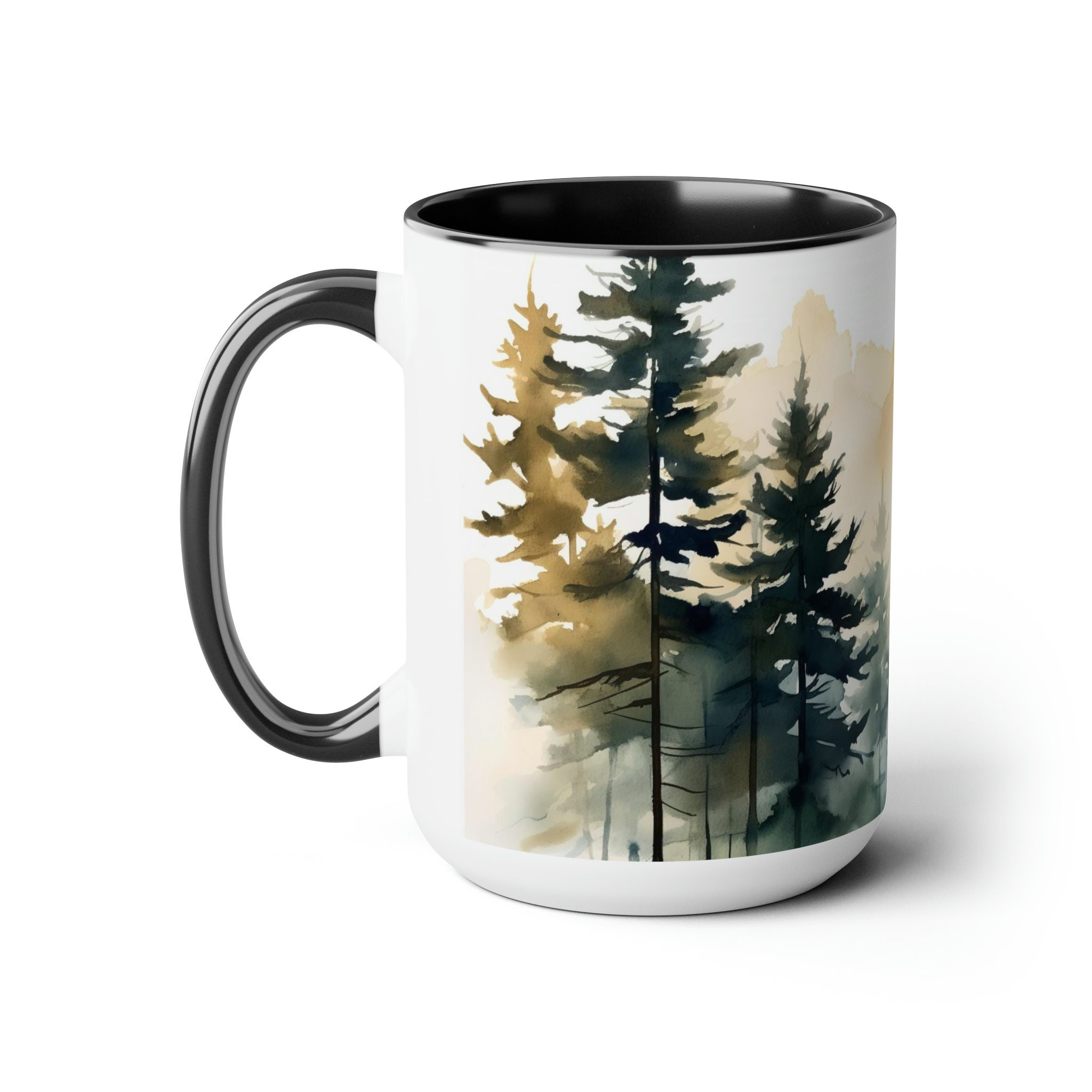 Pine Tree Watercolor Art Mug Watercolor Pine Trees Coffee Mug Pine Tree ...