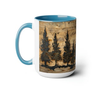 Rustic Pine Trees Mug Rustic Metal Tree Decor Coffee Mug Evergreen Tree ...