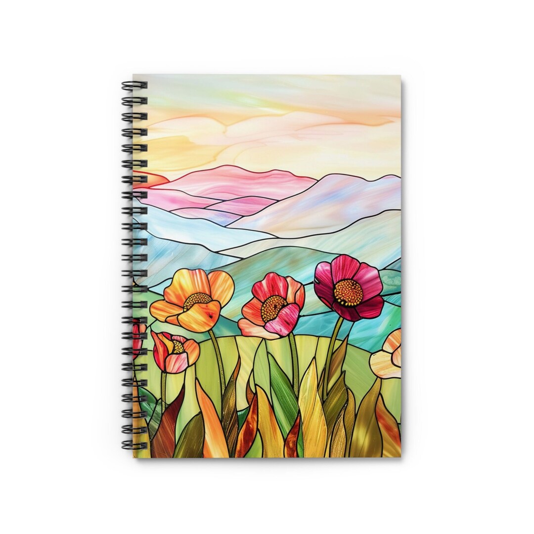 Floral Notebook Spiral Notebook Colorful Spring Notebook Abstract ...