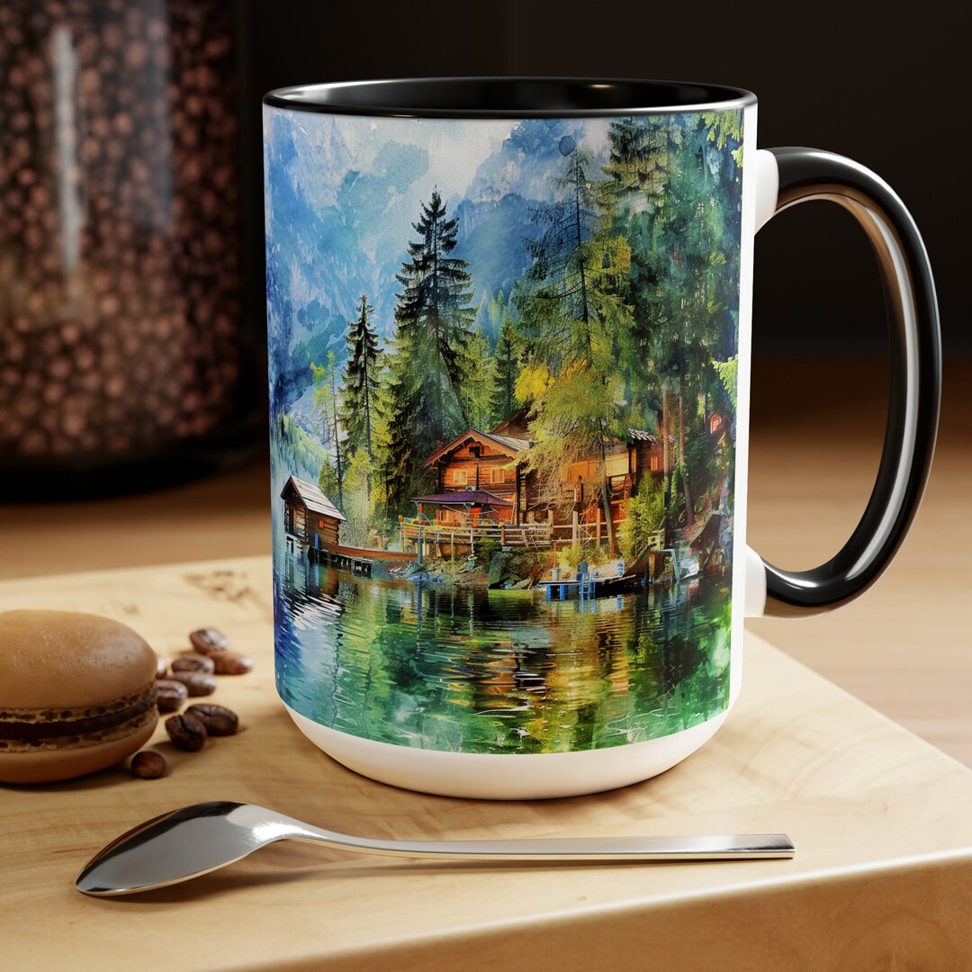 Cottagecore Coffee Mug: Abstract Farmhouse Art, Watercolor Nature Decor ...