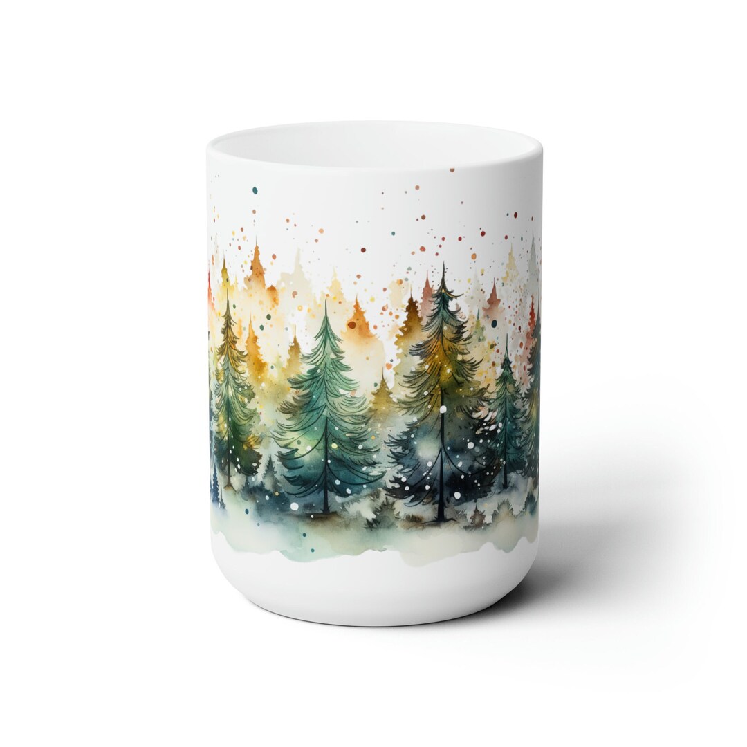 Evergreen Christmas Mug 15oz Winter Evergreen Mug Snowy Evergreen Tea ...