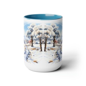 Winter Ranch Coffee Mug: Snowy Farmhouse Scene, Cozy Drinkware - Etsy