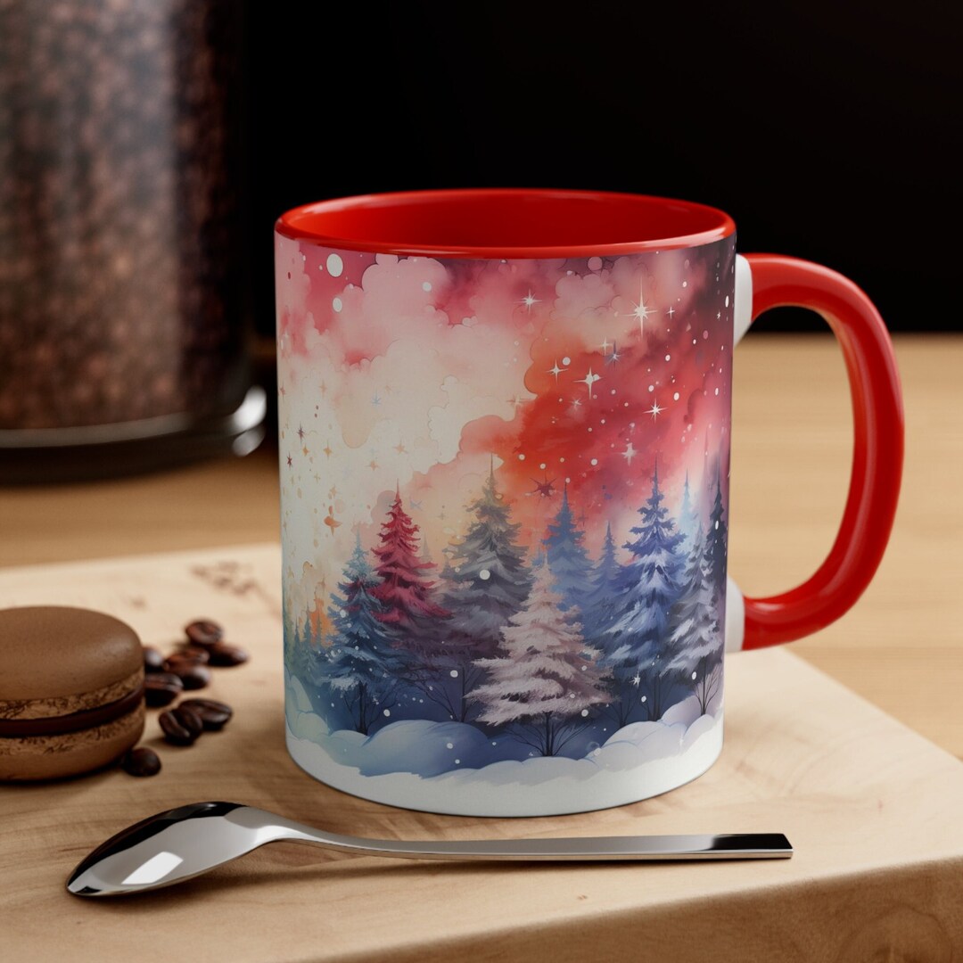 Christmas Evergreen Mug Holiday Tree Coffee Cup Evergreen Forest Tea ...