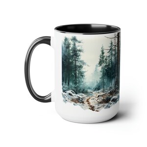 Winter Pine Forest Mug Watercolor Pine Trees Coffee Winter Decor Indoor ...