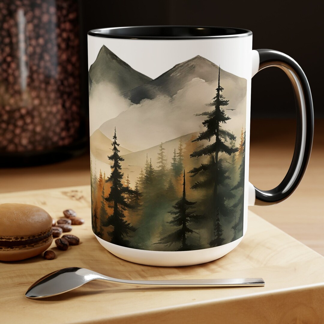 Vintage Pine Mug Retro Woodland Cup Pine Tree Coffee Mug Antique Forest ...