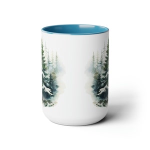 Winter Tree Mug Snowy Evergreen Cup Pine Tree Coffee Mug Snow Covered ...