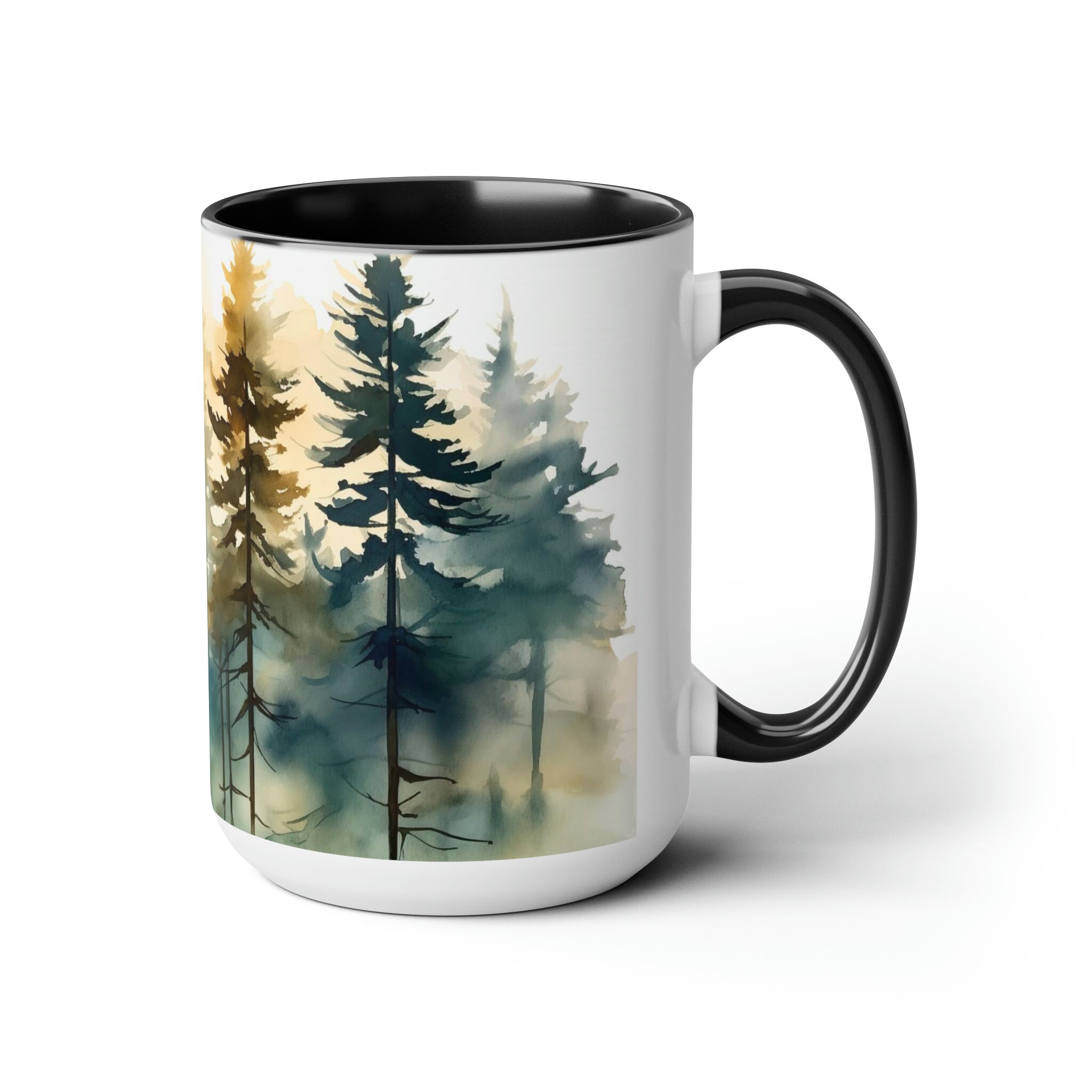 Pine Tree Watercolor Art Mug Watercolor Pine Trees Coffee Mug Pine Tree ...
