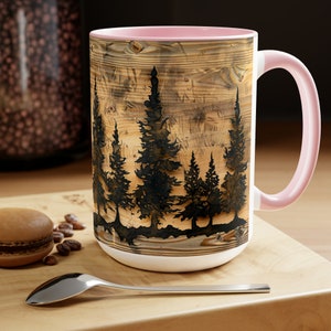 Rustic Pine Trees Mug Rustic Metal Tree Decor Coffee Mug Evergreen Tree ...