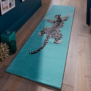 Hand Tufted Leopard Area Rug, Animal Print Rug, Green Area Rug Carpet ...