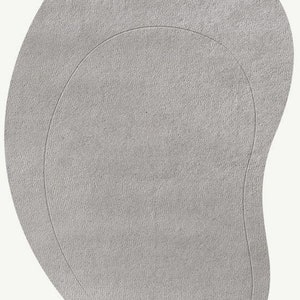 Kidney Bean Shape Tufted Plain Rug, Multi-level Pile, Hand-tufted Wool ...