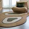 Kidney Bean Shape Tufted Plain Rug, Multi-level Pile, Hand-tufted Wool ...