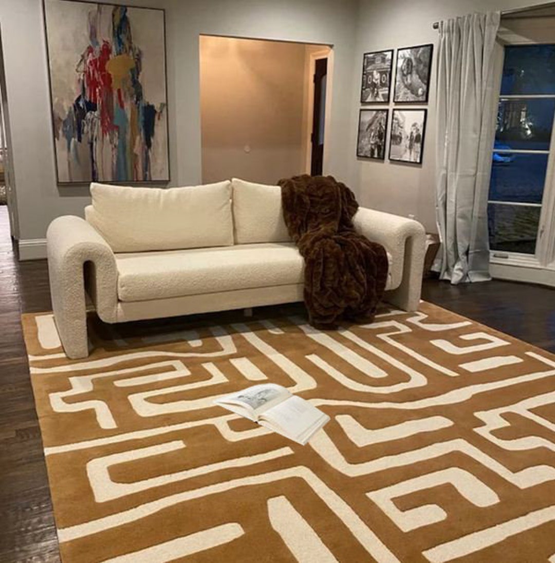 Melting Abstract Rug Handmade Tufted 100% Fine Wool Trending Carpet and ...