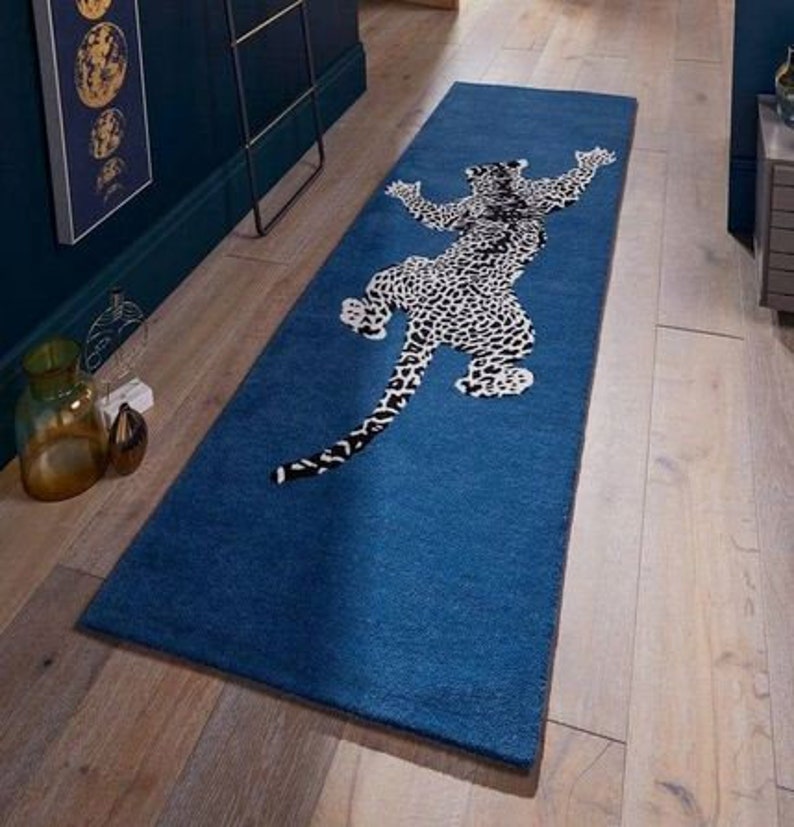 Hand Tufted Leopard Area Rug, Animal Print Rug, Green Area Rug Carpet ...