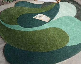 Irregular Shape Rug Alternative Pile Handmade Unique Rug for Living ...