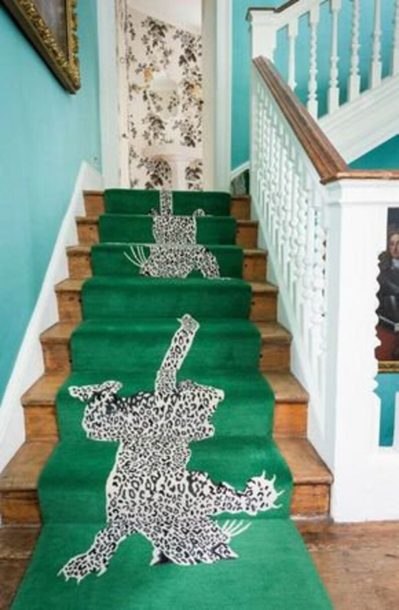 Hand Tufted Leopard Area Rug, Animal Print Rug, Green Area Rug Carpet ...