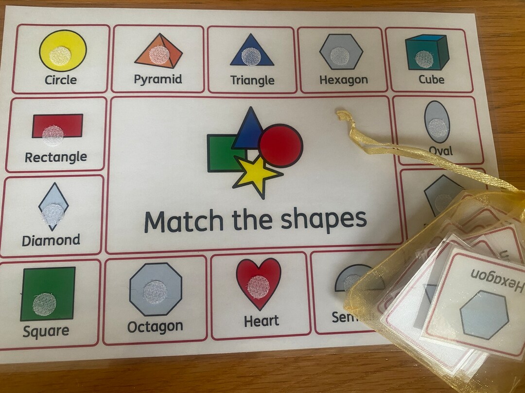 Laminated Shapes Theme Velcro Matching Game. Speech and Language ...