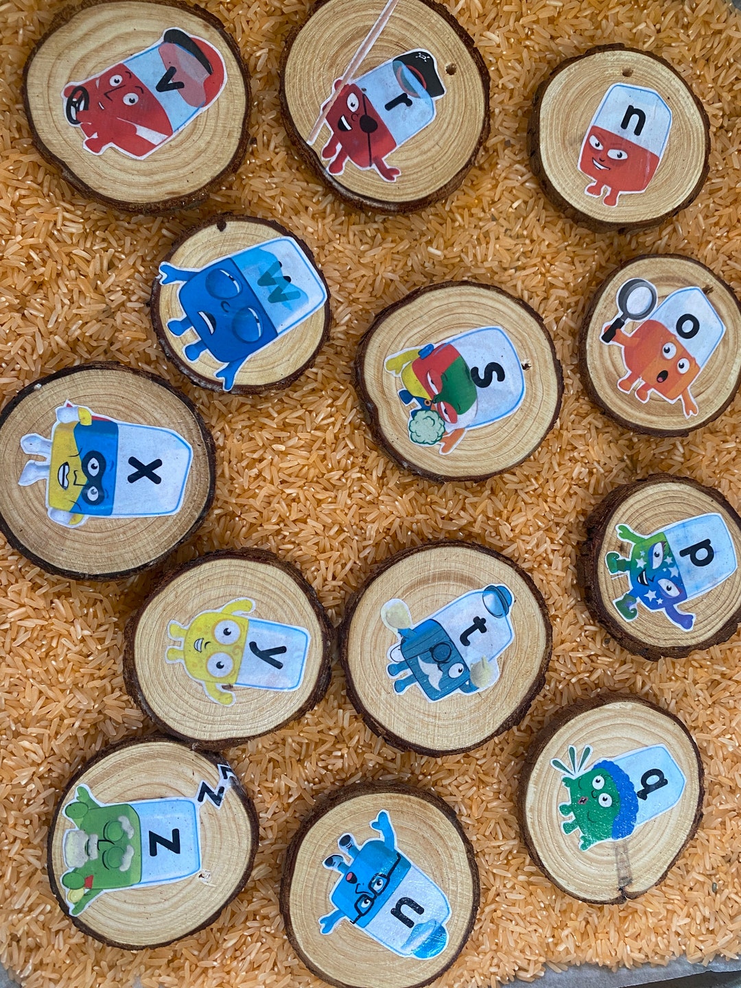 Alphablocks Tuff Tray Decoupaged Wooden Cookies - Etsy