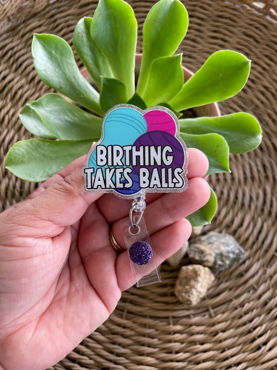 Birthing Takes Balls Badge Reel, Labor Nurse, Midwife, Doula, Ob, OB ...