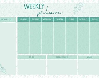 Green Weekly Planner - Etsy