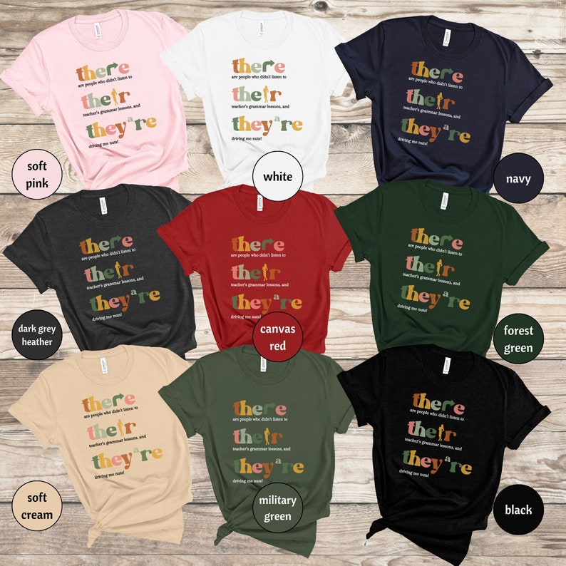 There Their Theyre Grammar Shirt, English Teacher Shirt, Teacher Shirts ...