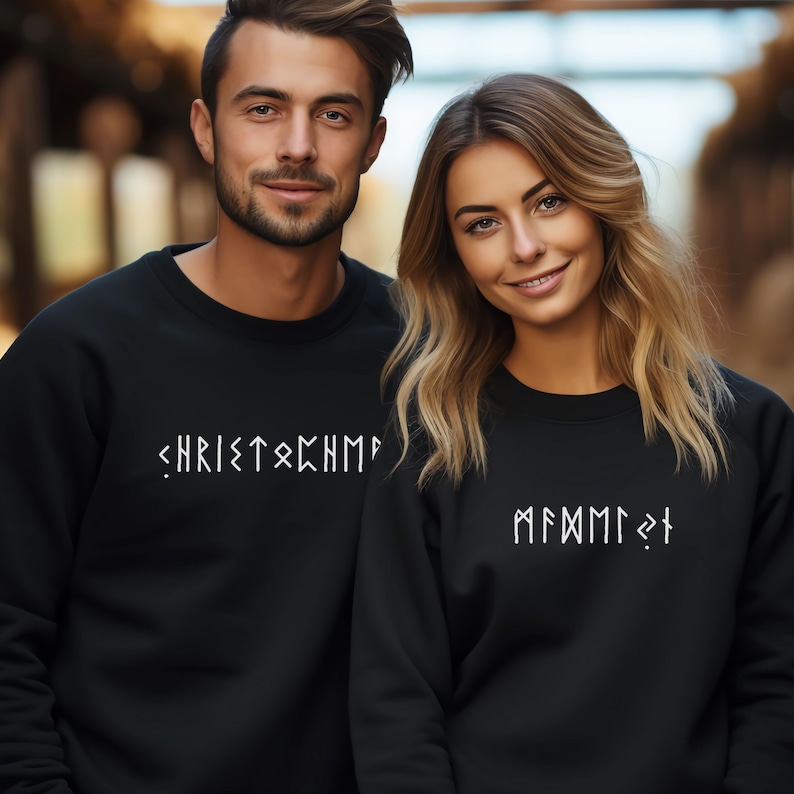 Personalised Viking Runes Sweatshirt, Custom Name in Futhark Runes ...