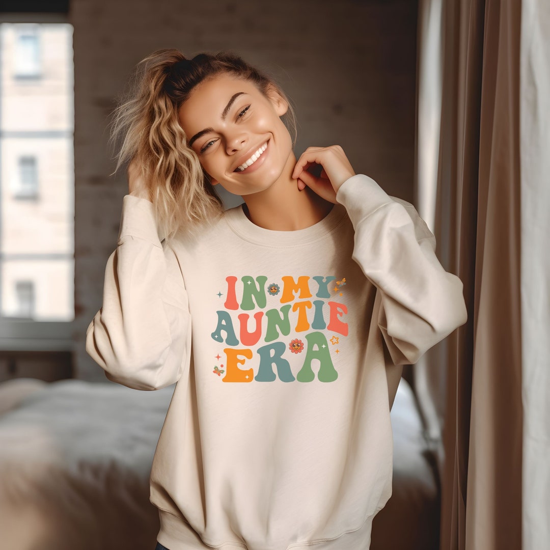 Retro Aunt Sweatshirt, in My Auntie Era Sweater, Baby Announcement ...