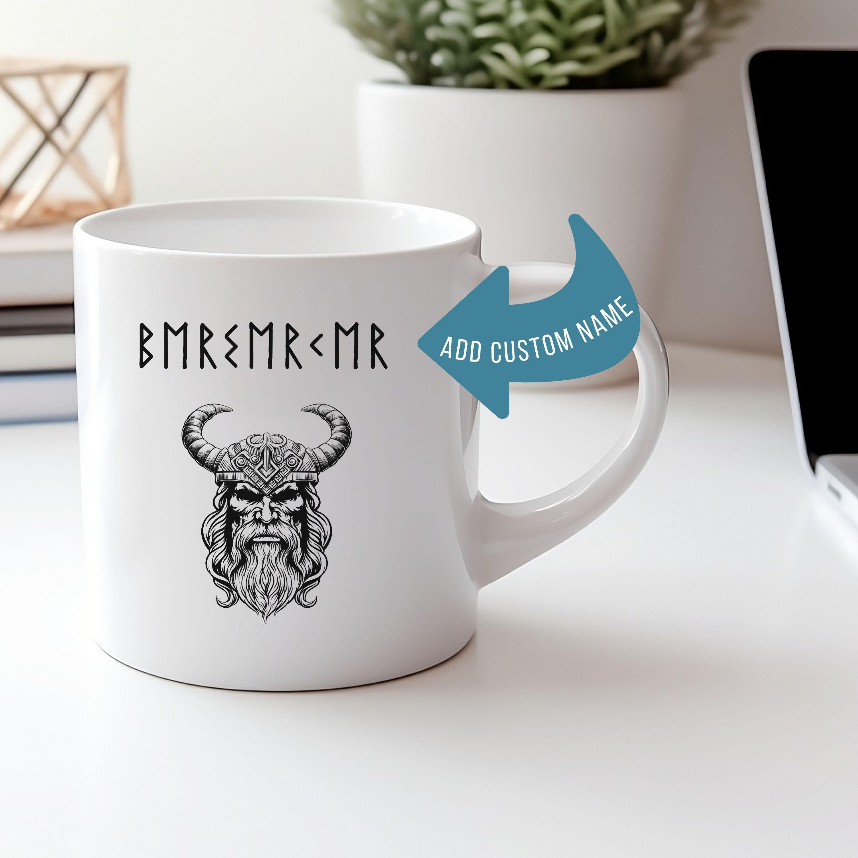 Personalised Viking Runes Mug, Custom Name in Futhark Runes Cup, Viking ...
