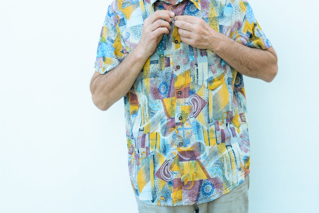 Vintage Crazy Print Oversized Shirt - 80s/90s Retro Style - Size L - Etsy