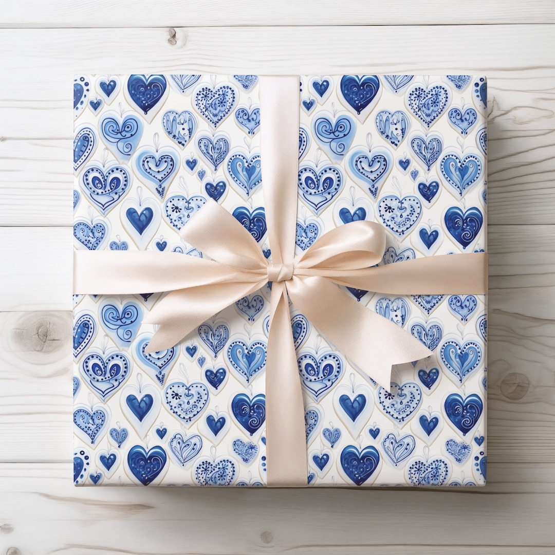 Valentines Wrapping Paper Heart Gift Wrap Holiday Wrap Illustration ...