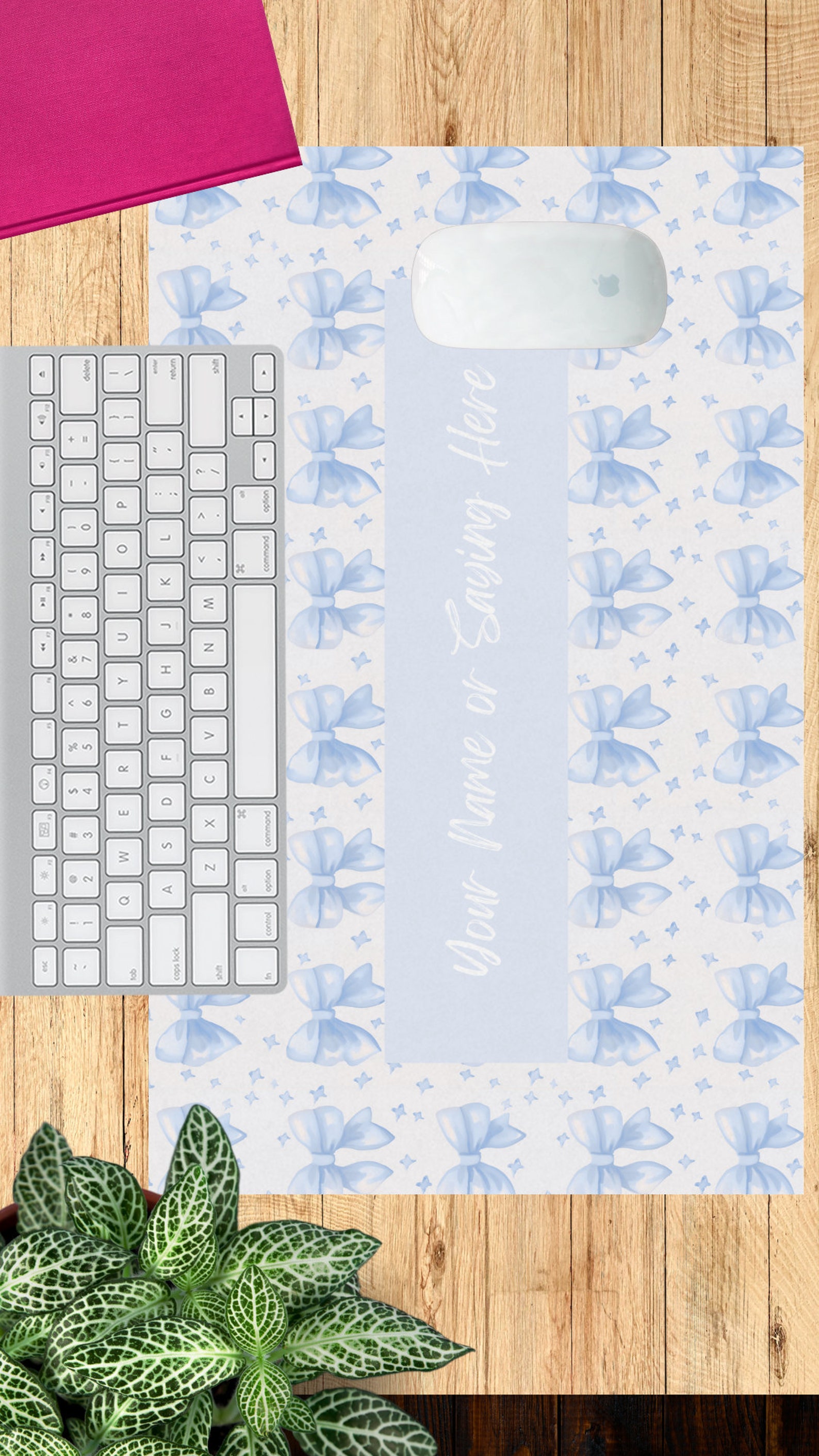Blue Bow Desk Mat Personalized Pattern Desk Mat Desk Accessory Cute ...