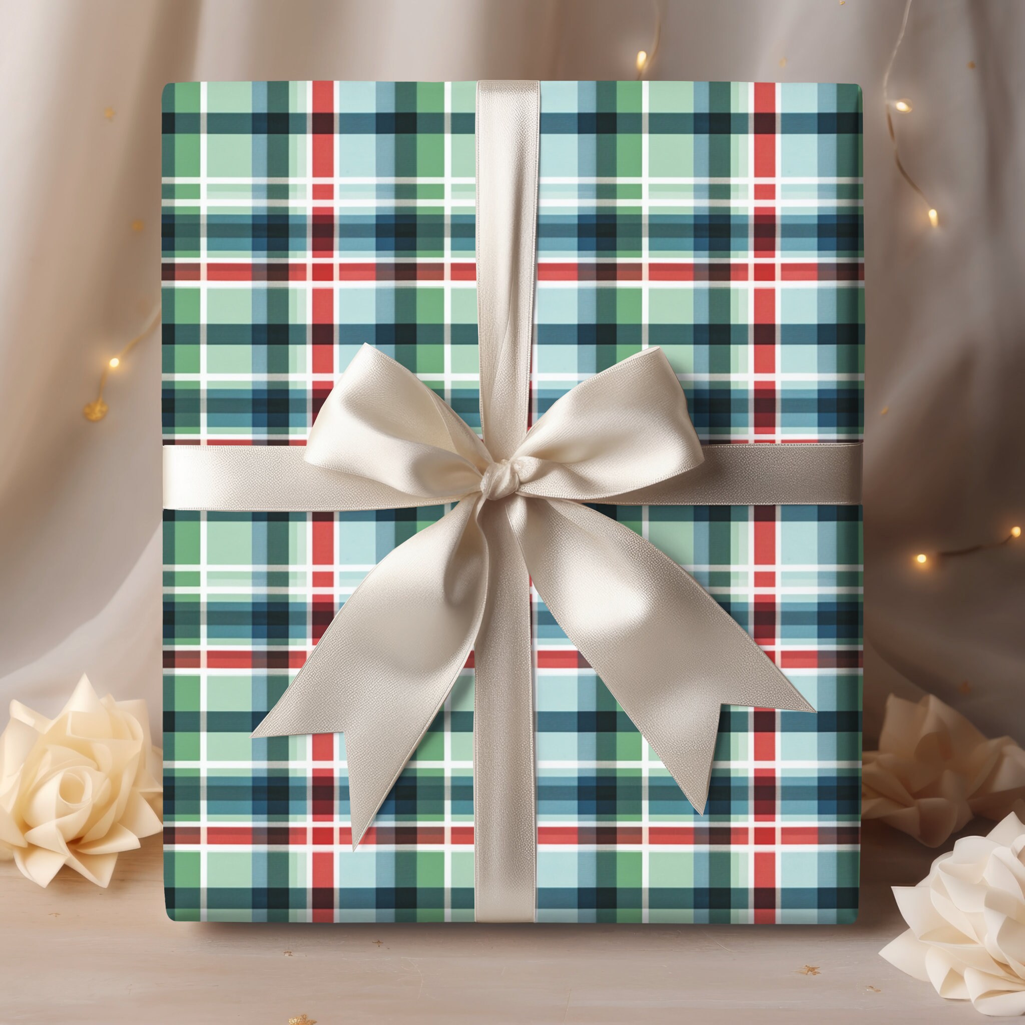 Plaid Wrapping Paper Gift Wrap for Him Wrap Illustration Colorful Wrap ...