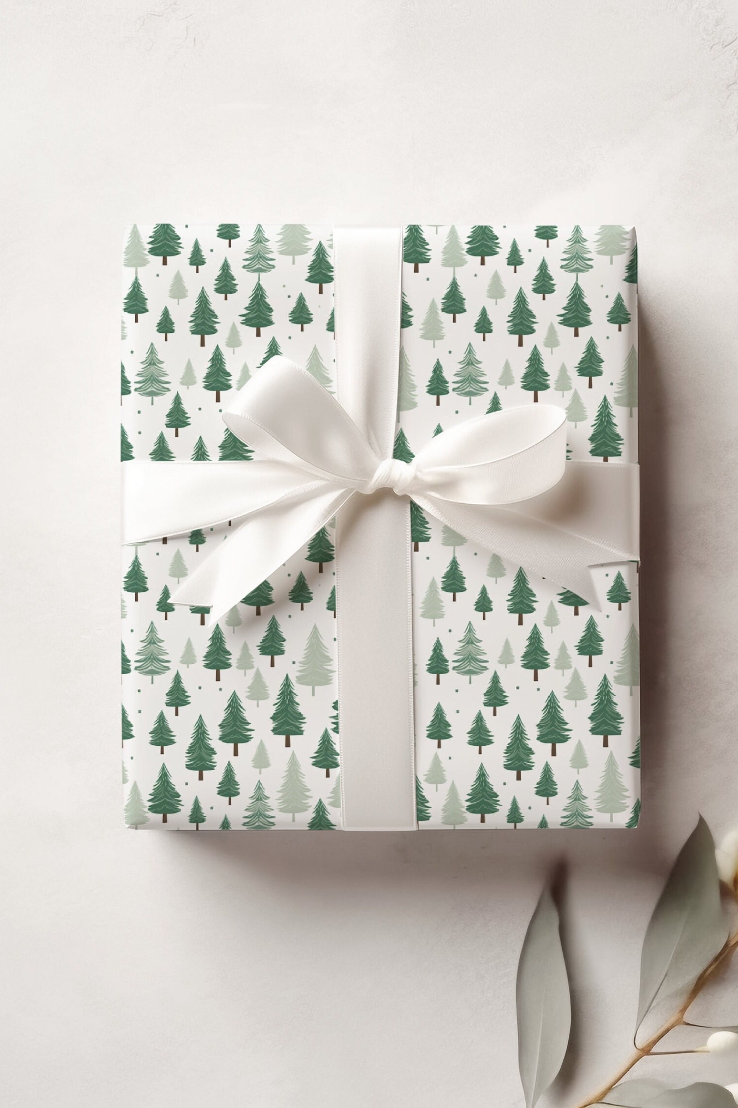 Christmas Tree Wrapping Paper: Green tree Wrap Green Xmas - Etsy