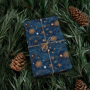 Modern Christmas Star Wrapping Paper: Blue star Wrap Xmas - Etsy