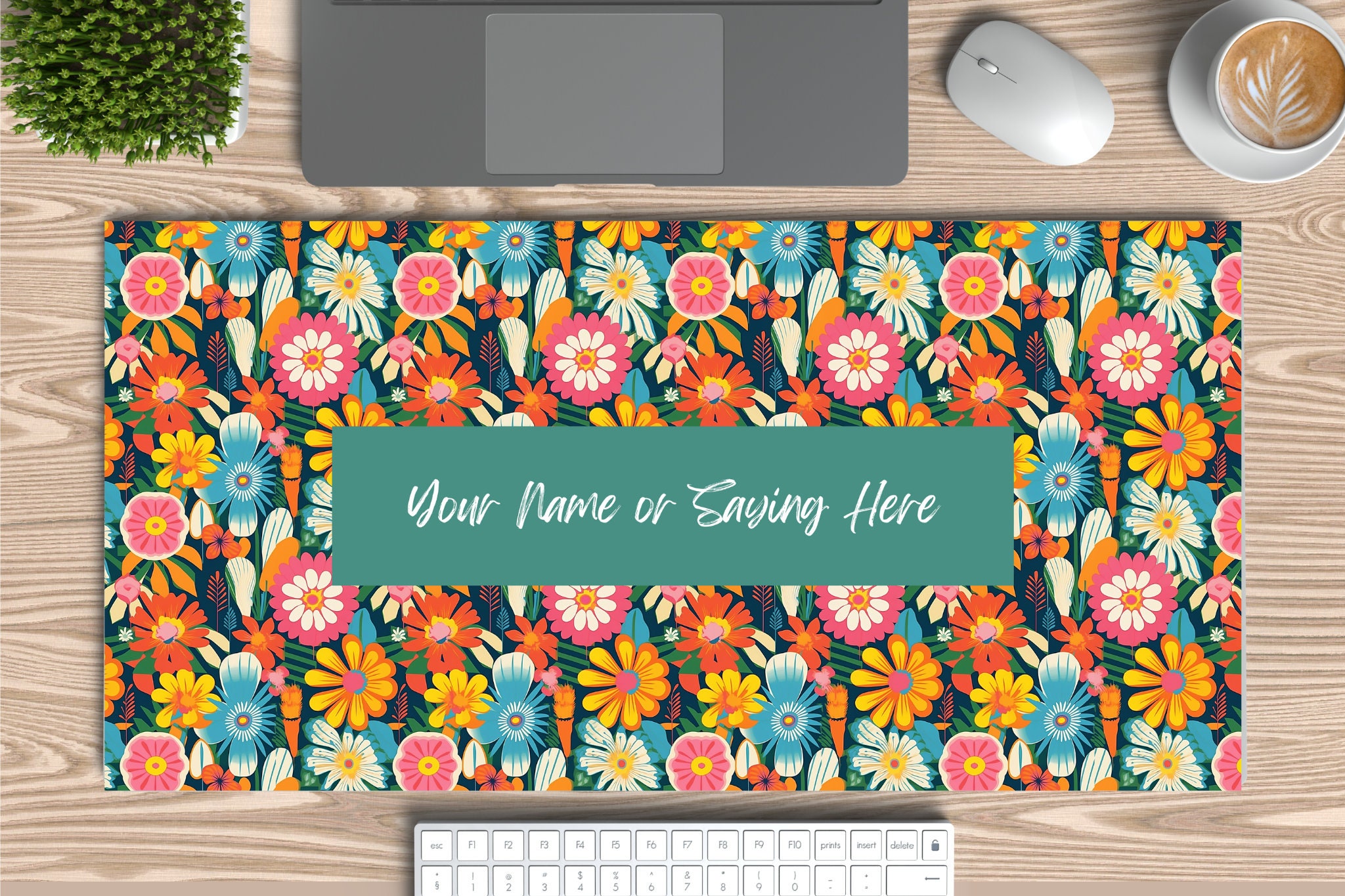 Retro Floral Desk Mat Personalized Pattern Desk Mat Desk Accessory Cute ...