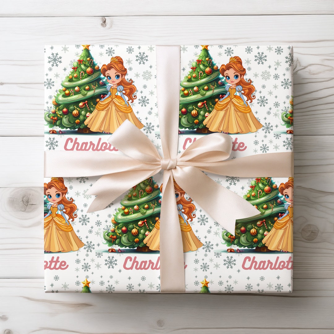 Christmas Princess Personalized Wrapping Paper: princess Wrap, Holiday ...
