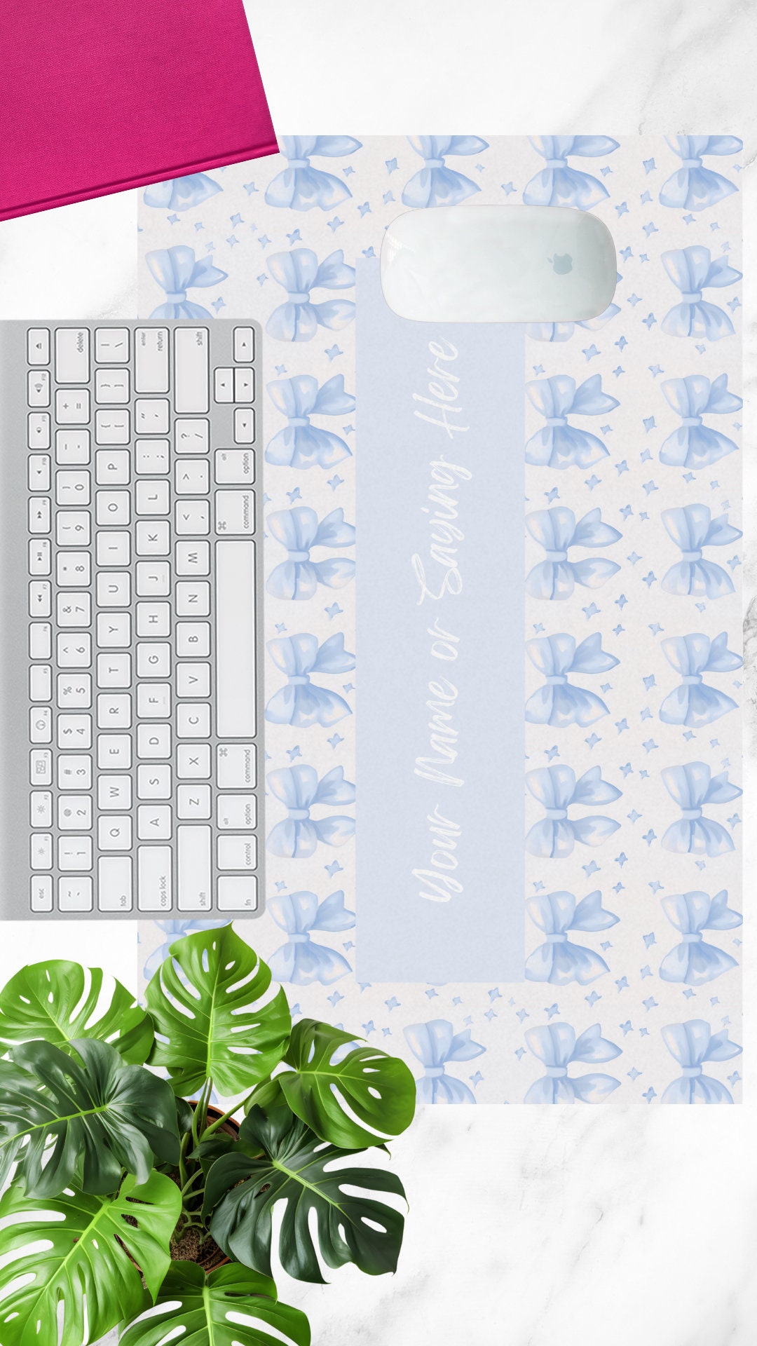 Blue Bow Desk Mat Personalized Pattern Desk Mat Desk Accessory Cute ...