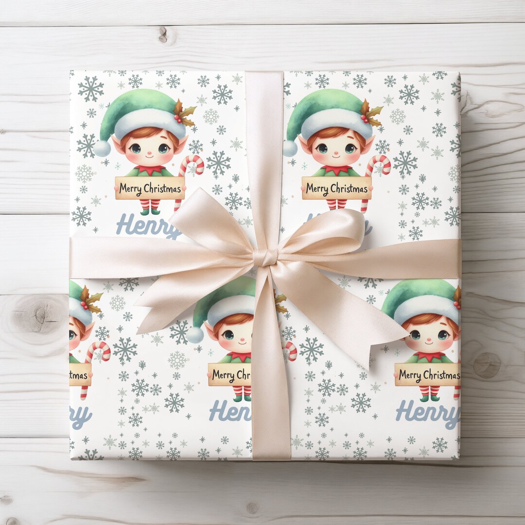 Boy Christmas Elf Personalized Wrapping Paper: elf Wrap, Holiday Elf ...