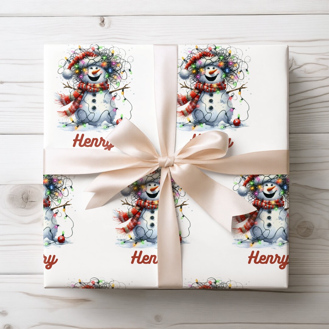 White Christmas Snowman Personalized Wrapping Paper: snowman Wrap ...