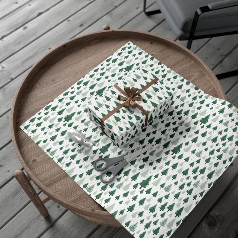 Christmas Tree Wrapping Paper: Green tree Wrap Green Xmas - Etsy