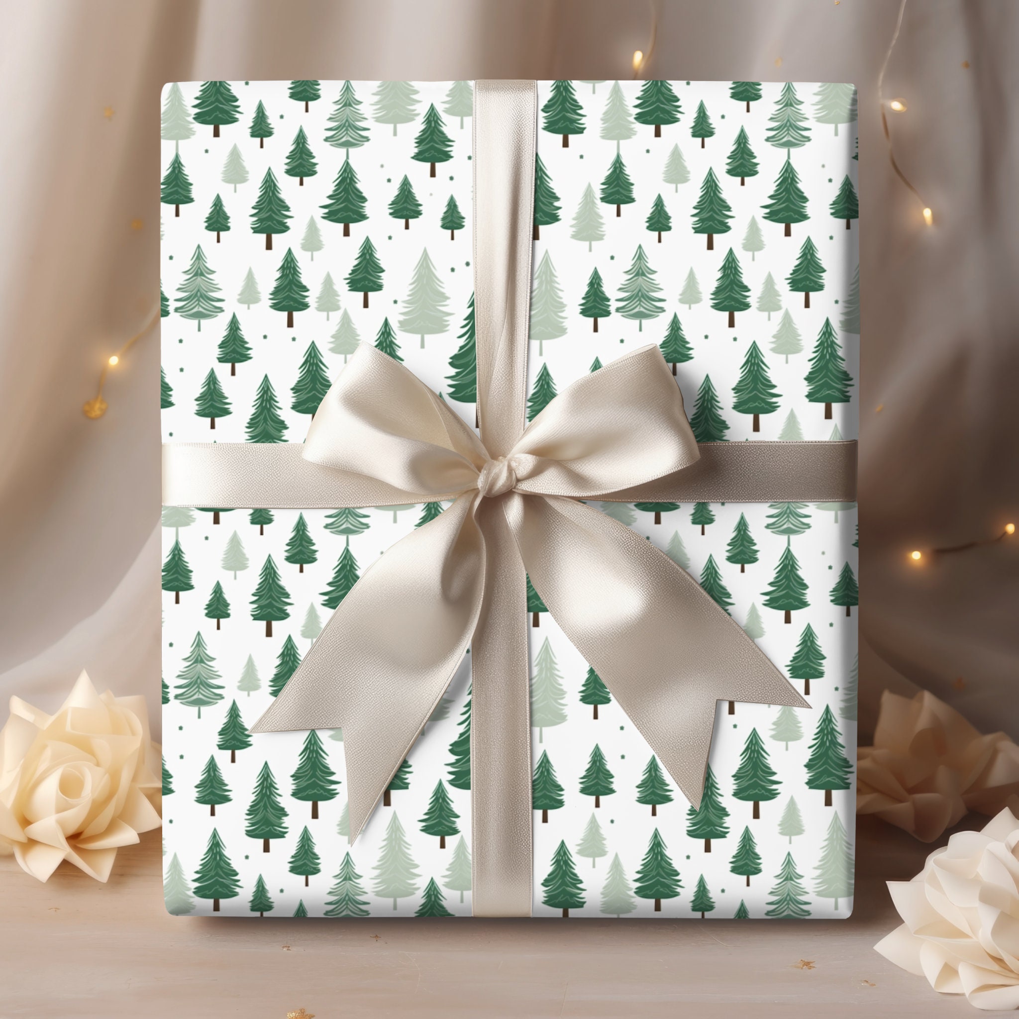 Christmas Tree Wrapping Paper: Green tree Wrap Green Xmas - Etsy