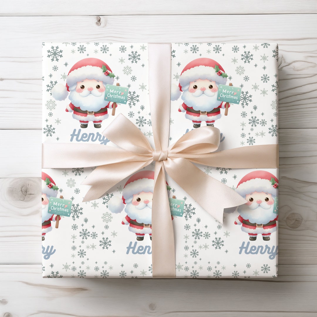 Boy Christmas Santa Personalized Wrapping Paper: santa Wrap, Holiday ...