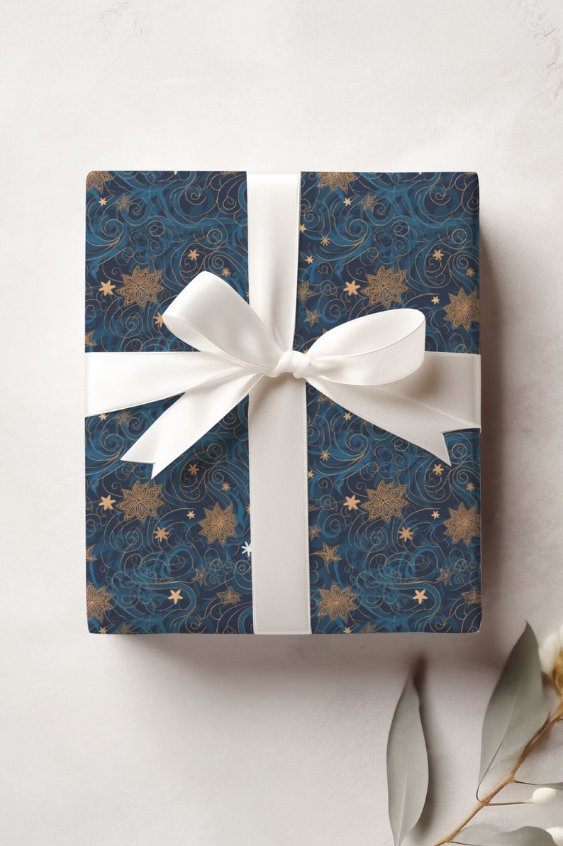 Modern Christmas Star Wrapping Paper: Blue star Wrap Xmas - Etsy