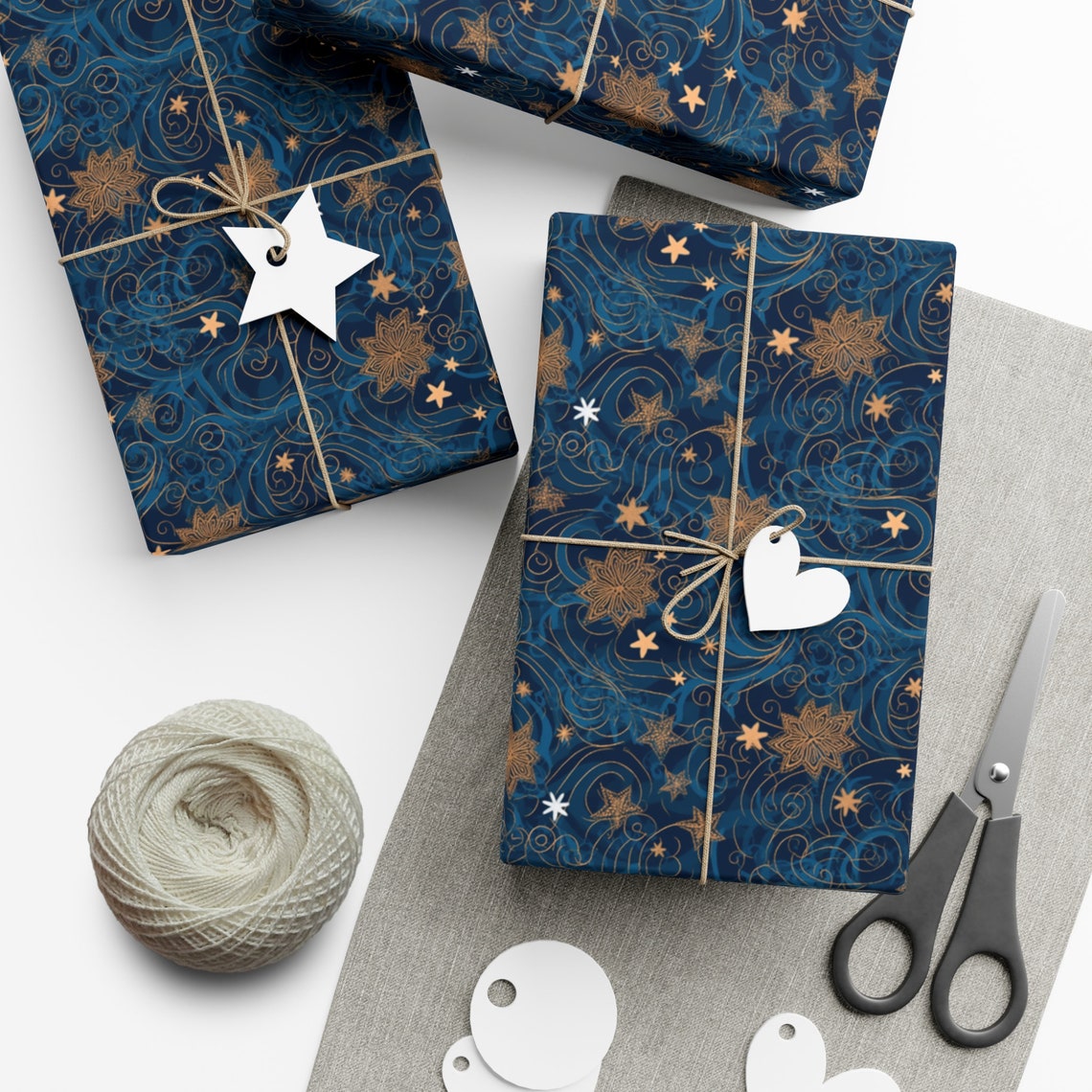 Modern Christmas Star Wrapping Paper: Blue star Wrap Xmas - Etsy