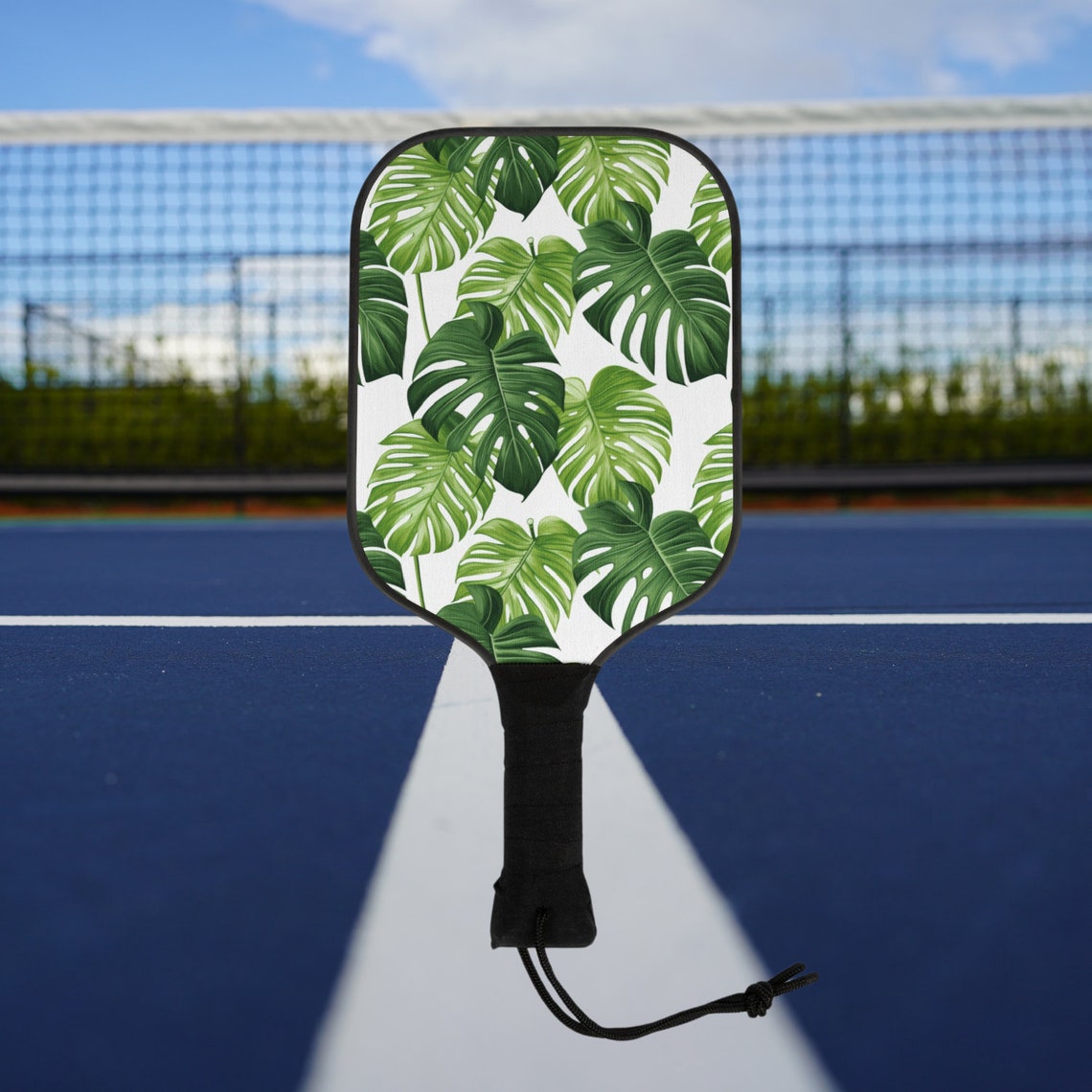 Pickleball Paddle White Background Monstera Leaf Sports and Recreation ...