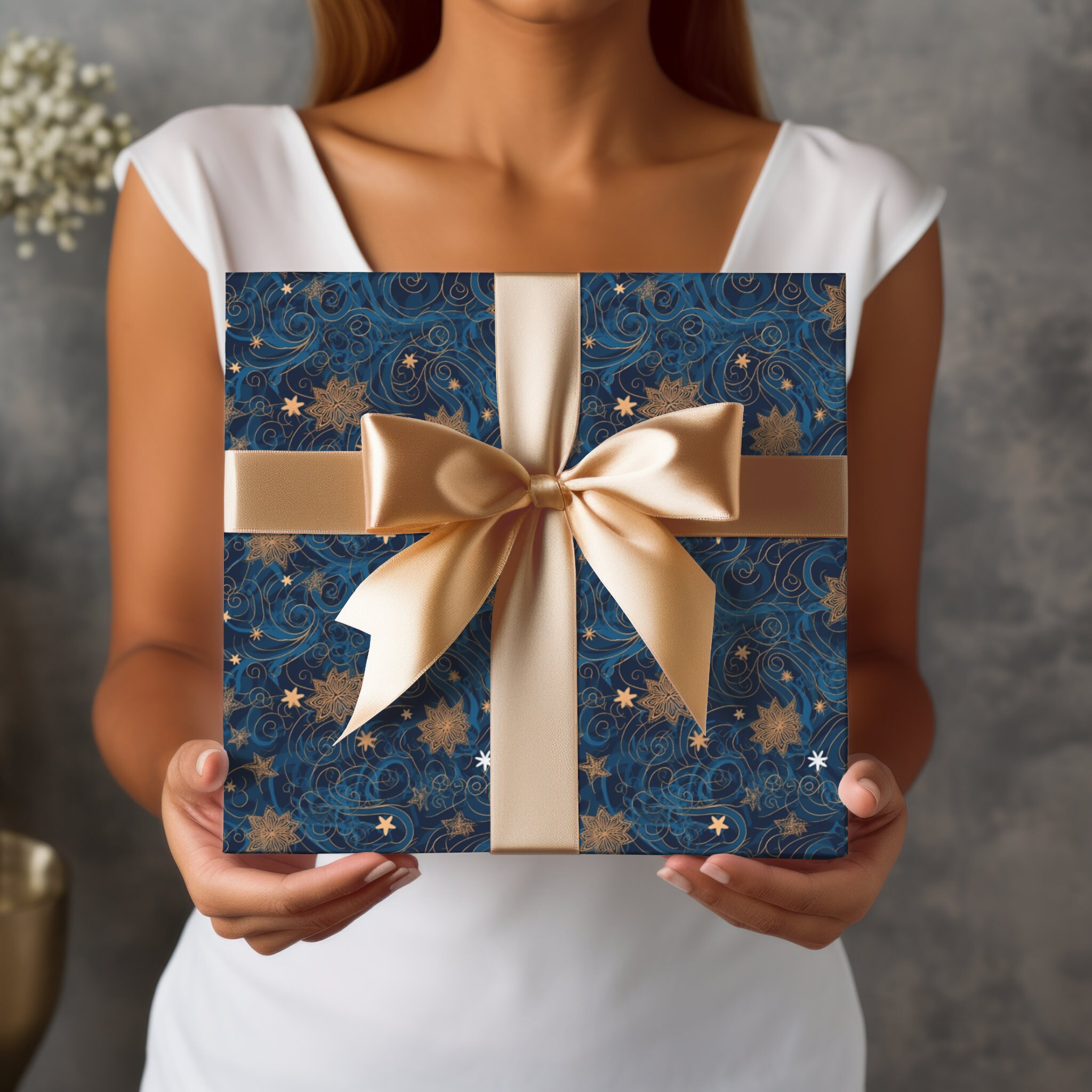 Modern Christmas Star Wrapping Paper: Blue star Wrap Xmas - Etsy
