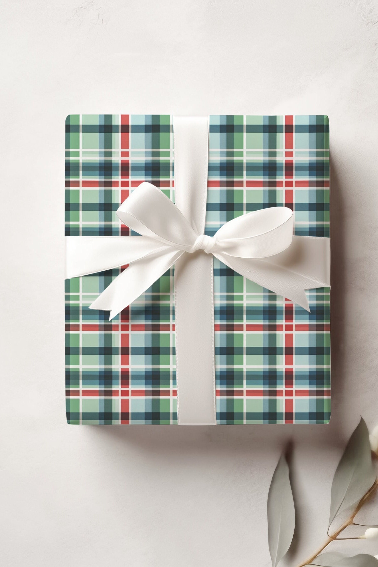 Plaid Wrapping Paper Gift Wrap for Him Wrap Illustration Colorful Wrap ...
