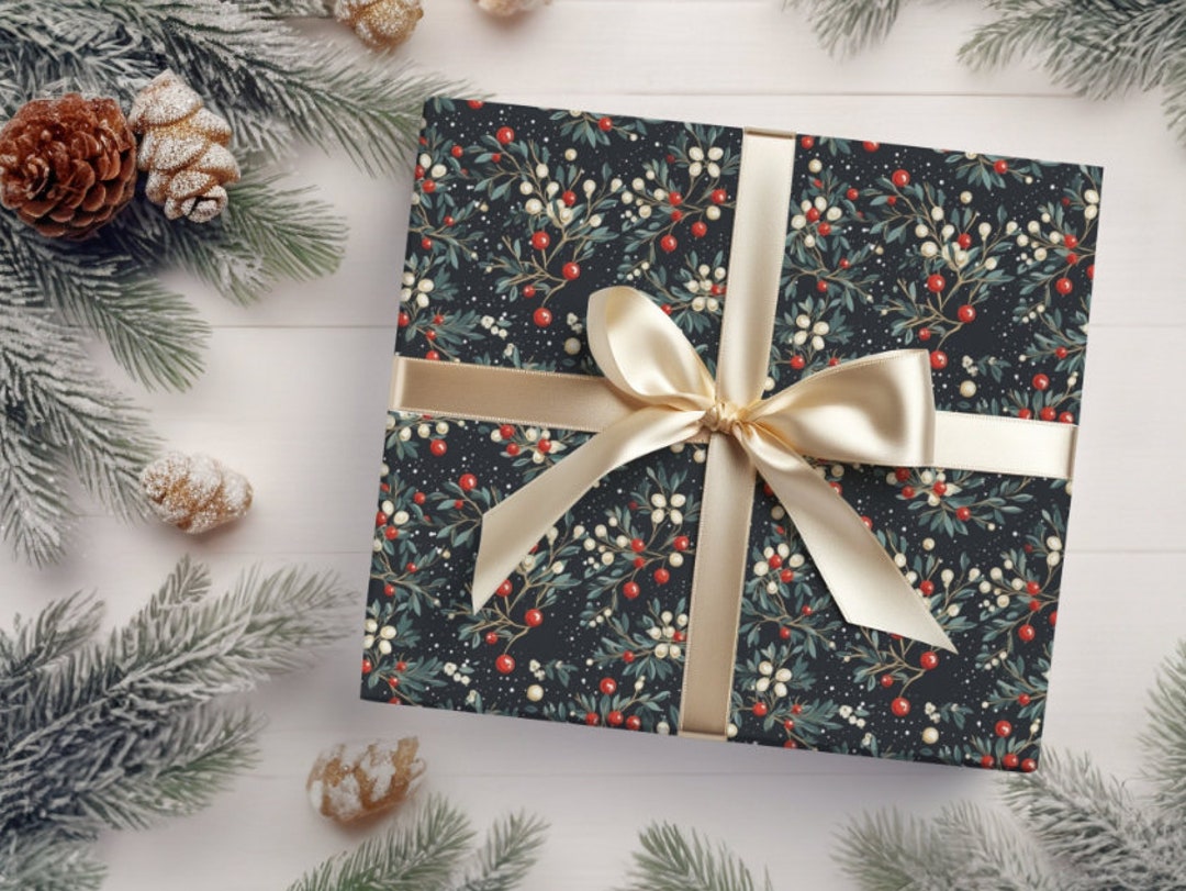 Christmas Holly Wrapping Paper: holly Berry Wrap, Green Xmas Wrap ...