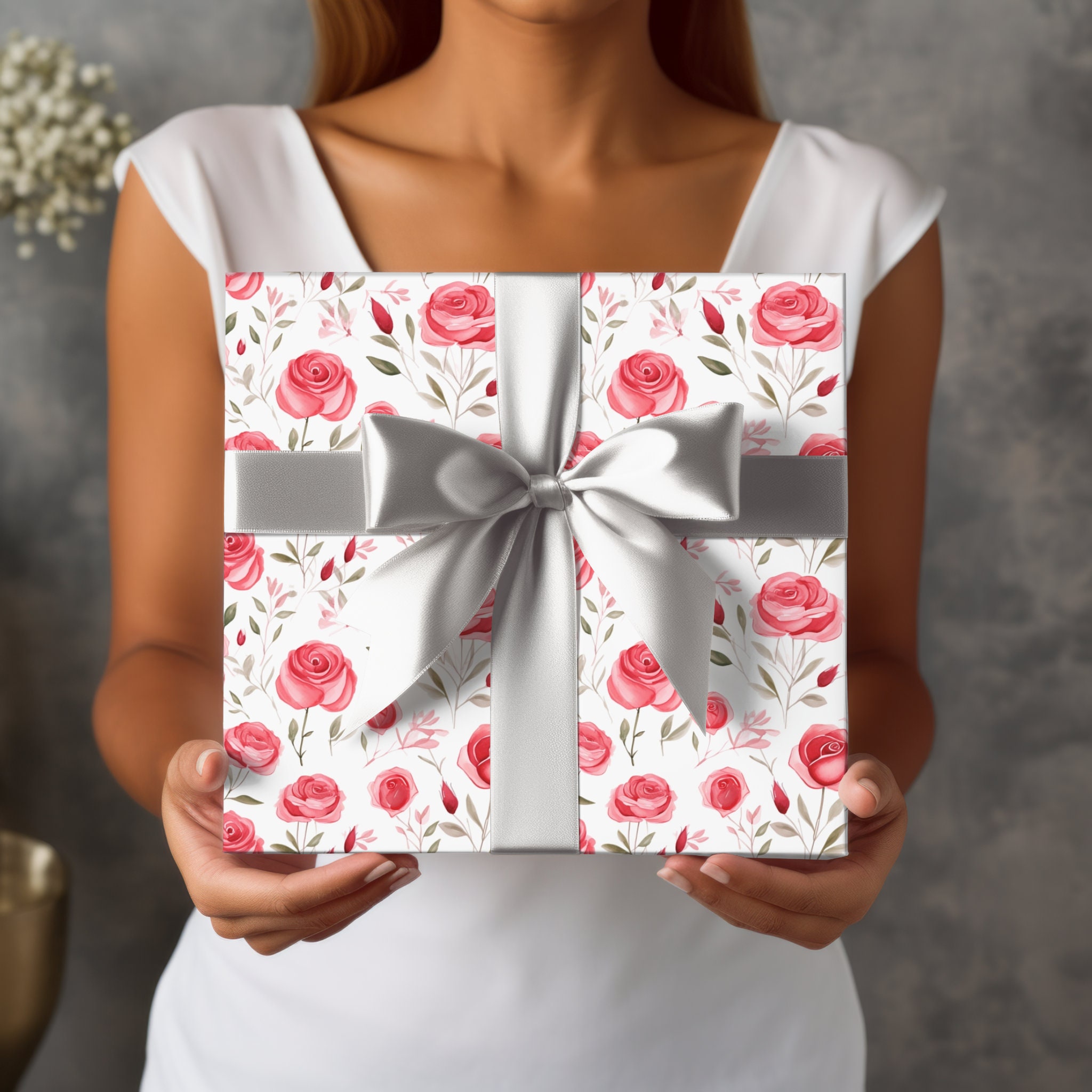 Rose Floral Wrapping Paper Gift Wrap Spring Wrap Illustration Colorful ...