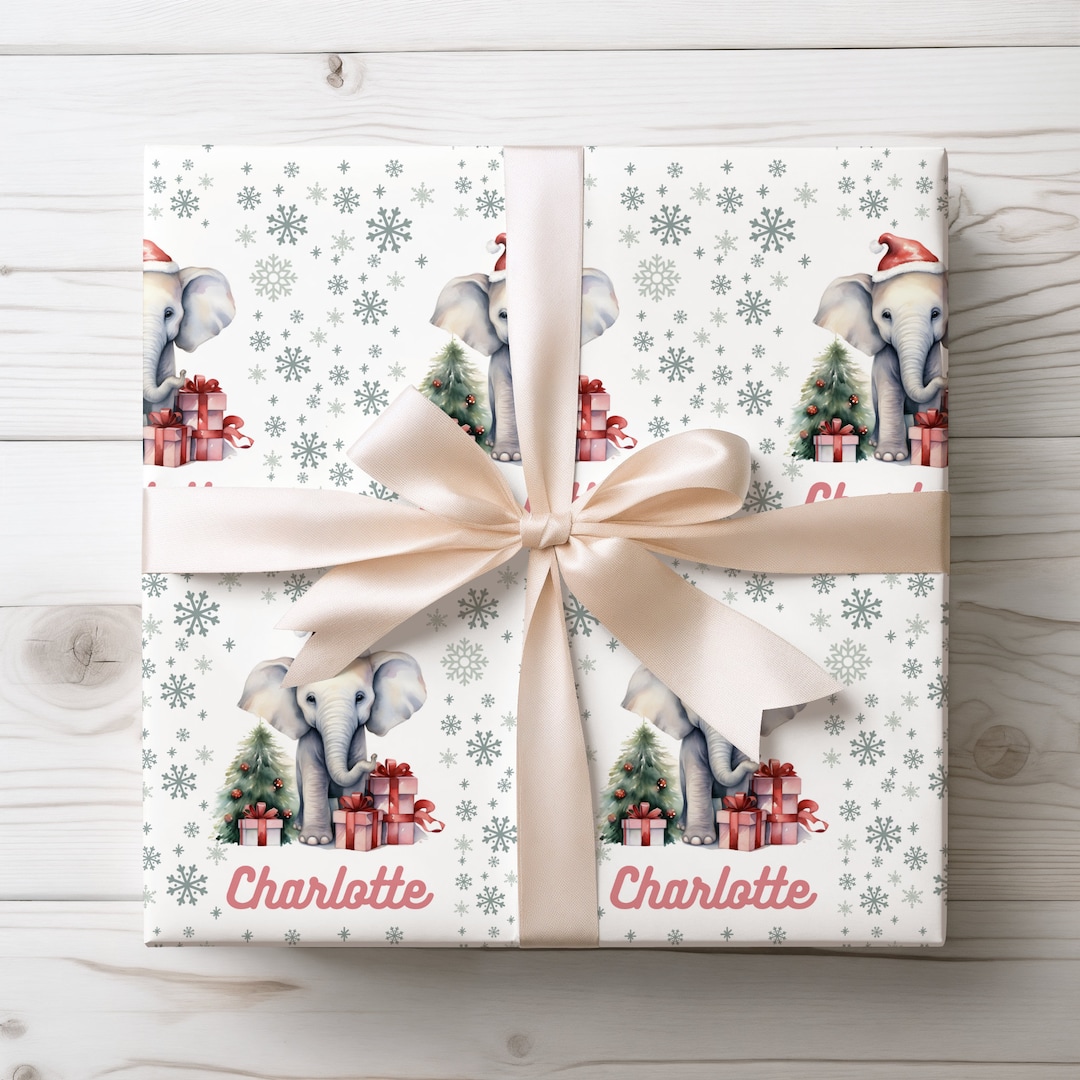 Girl Christmas Elephant Personalized Wrapping Paper: elephant Wrap ...