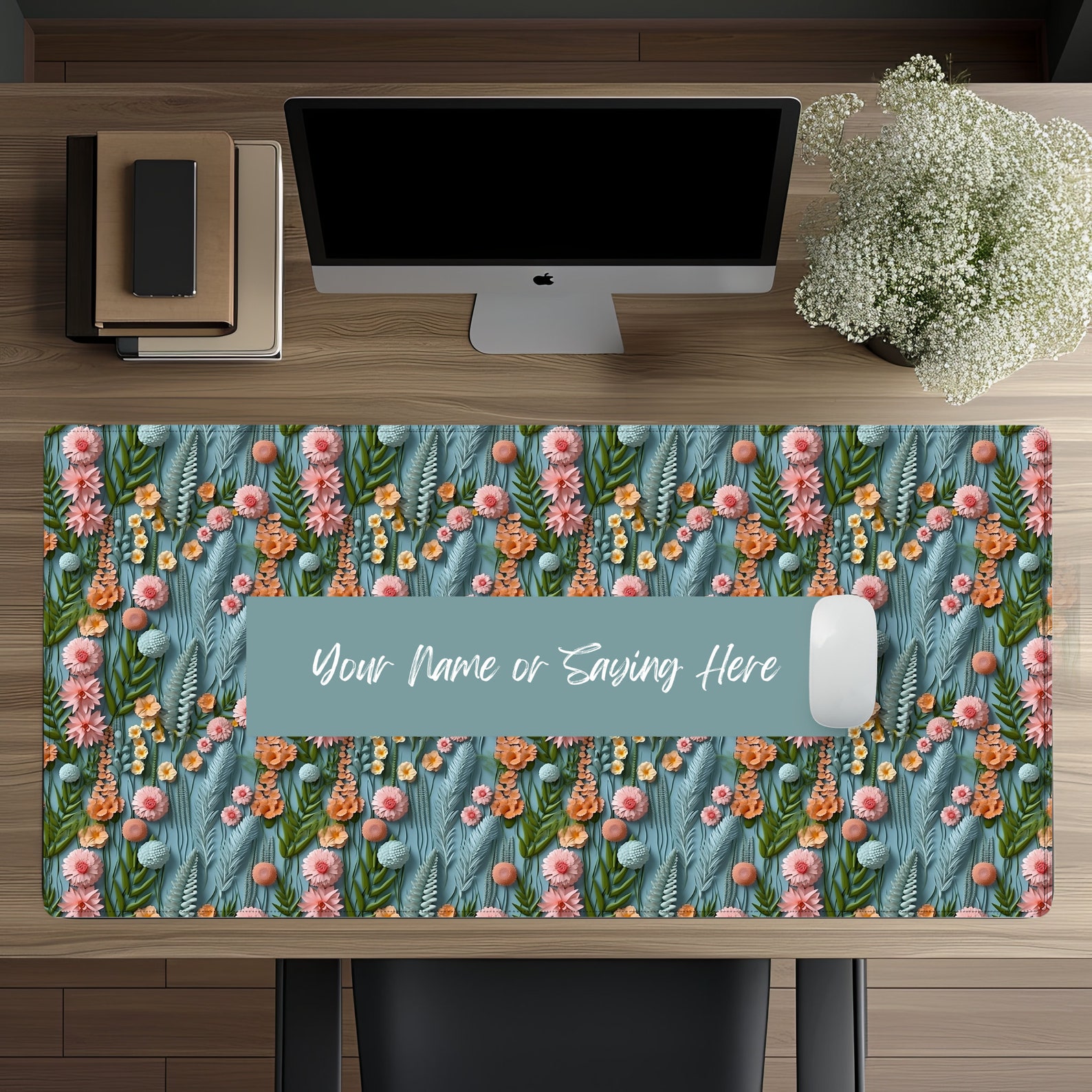3D Spring Floral Desk Mat Personalized Pattern Desk Mat Accessory Cute ...